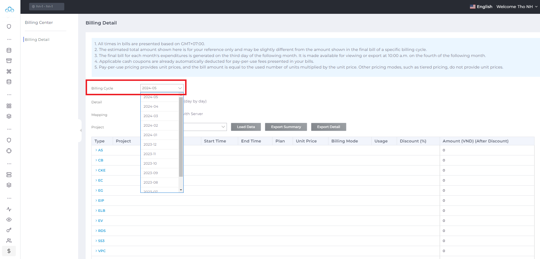Quản lý Cloud Billing | CMC Cloud