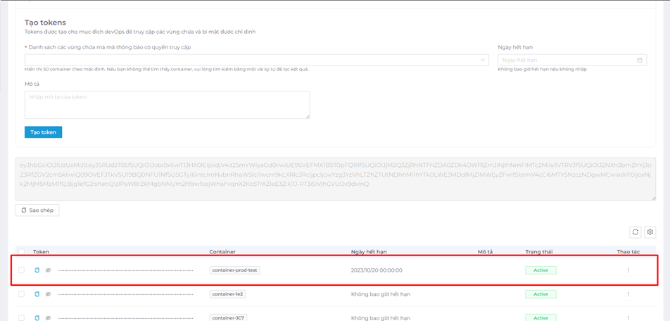 Quản lý Tokens | CMC Cloud